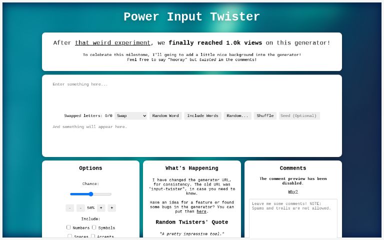Power Input Twister ― Perchance Generator