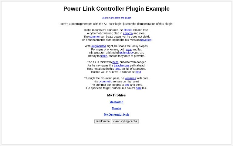 Power Link Controller Plugin Example