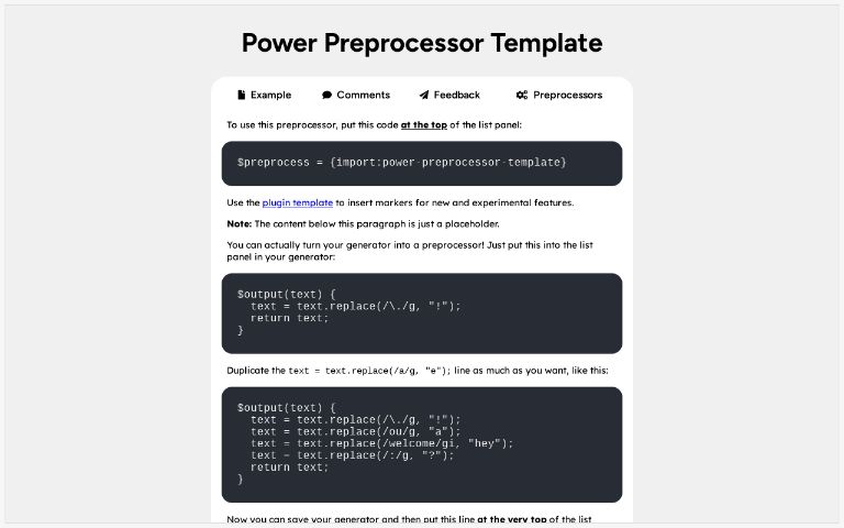 Power Preprocessor Template ― Perchance Generator