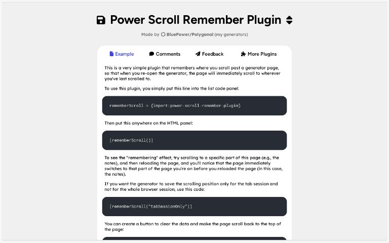 Power Scroll Remember Plugin