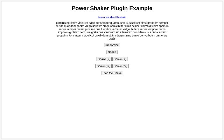 Power Shaker Plugin Example