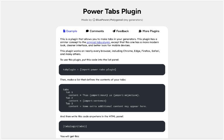 Power Tabs Plugin