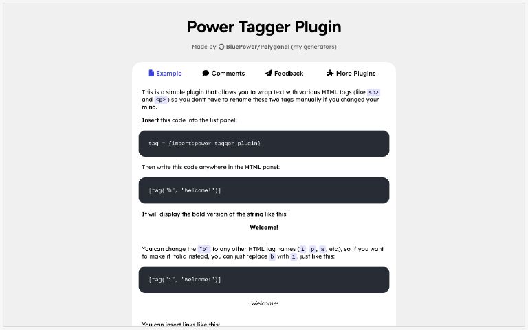 Power Tagger Plugin