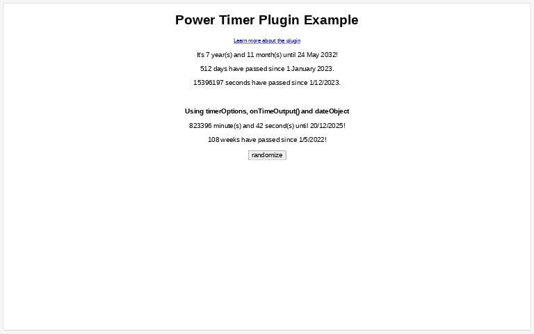 Power Timer Plugin Example
