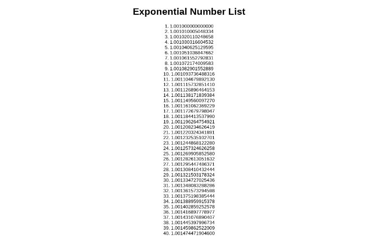 Exponential Number List ― Perchance Generator