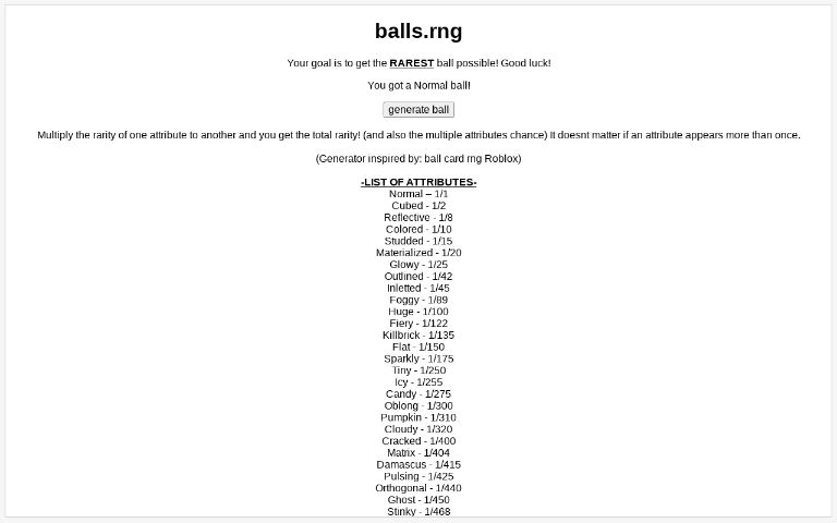 balls.rng ― Perchance Generator