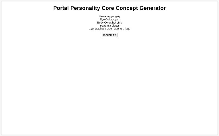 Portal Personality Core Concept Generator