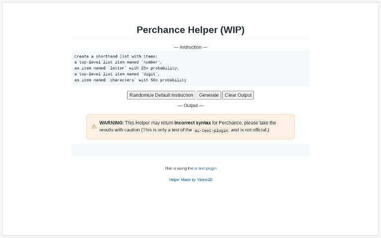 Perchance Helper ― Perchance Generator