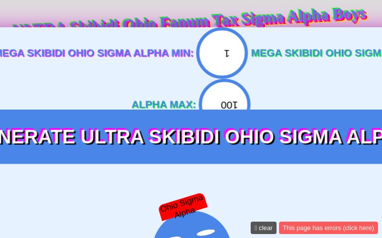 ULTRA Skibidi Ohio Fanum Tax Sigma Alpha Boys Number Generator