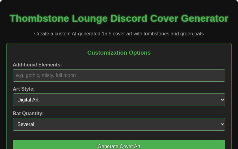 Thombstone Lounge Discord Cover Generator