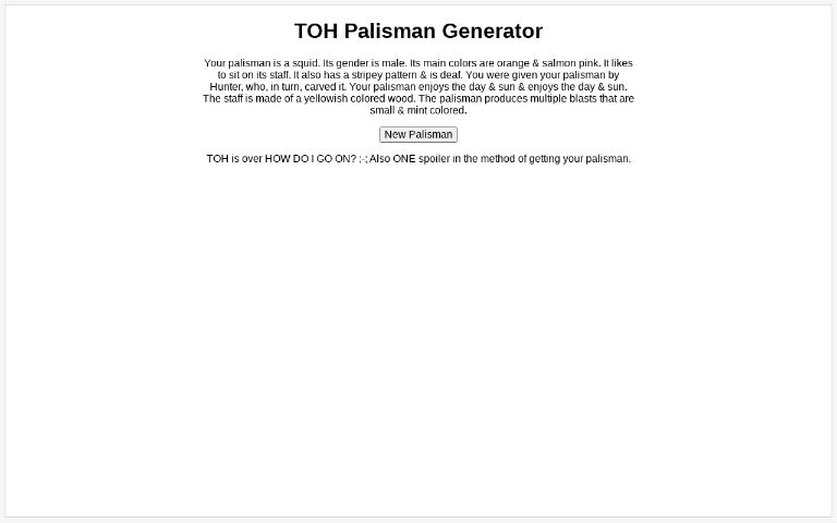 TOH Palisman Generator