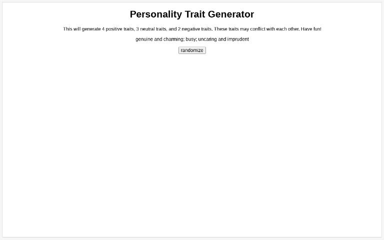 Personality Trait Generator