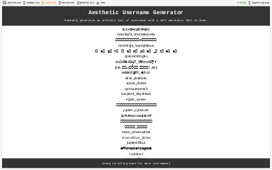 Aesthetic Username Generator