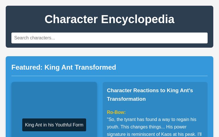 Character Encyclopedia ― Perchance Generator