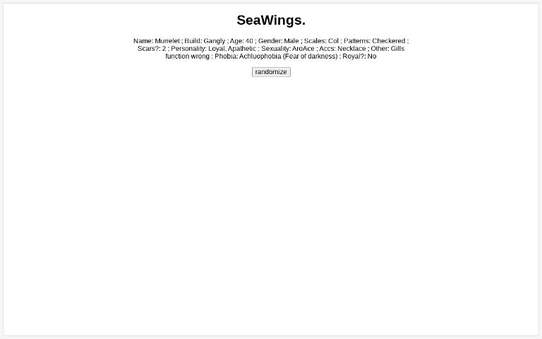 SeaWings. ― Perchance Generator