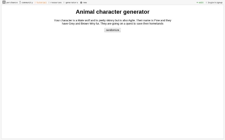 Animal character generator