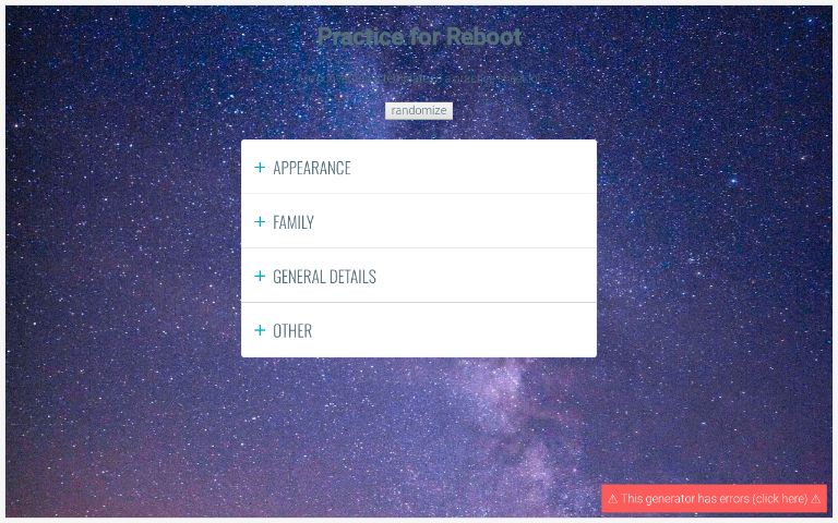 Practice for Reboot ― Perchance Generator
