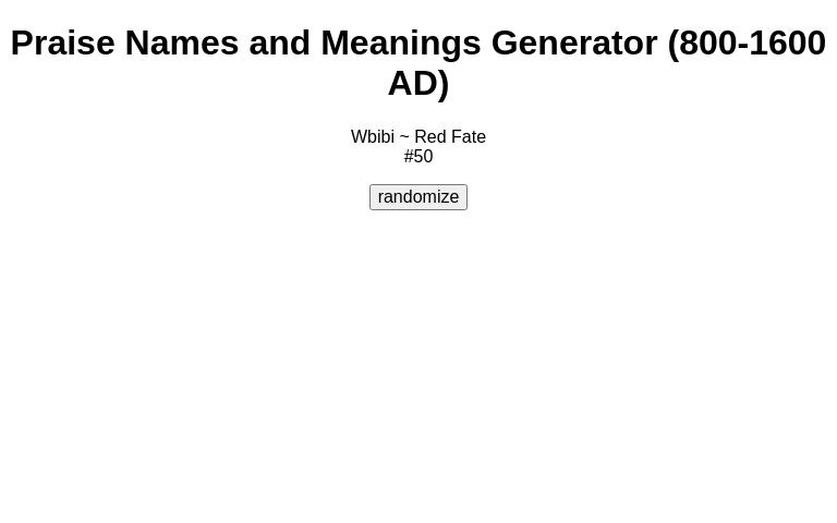 Praise Names and Meanings Generator (800-1600 AD)