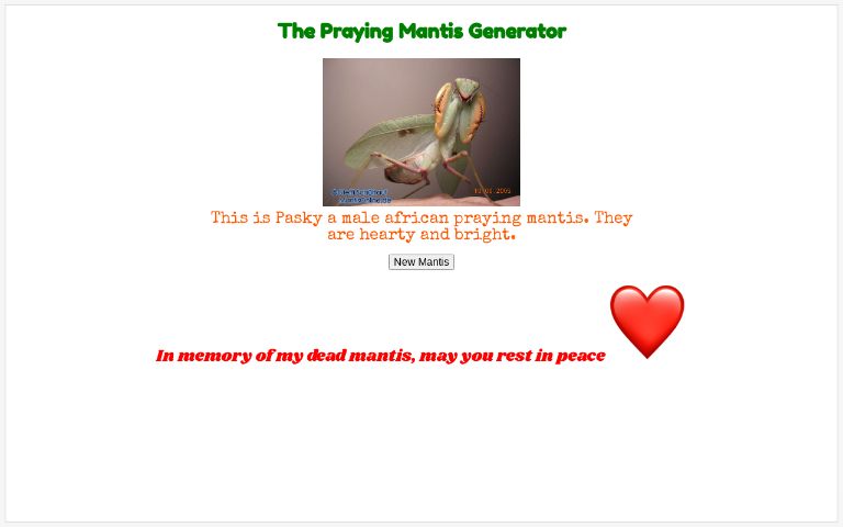 The Praying Mantis Generator