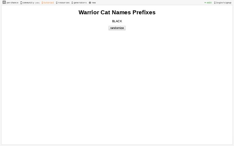 Warrior Cat Names Prefixes ― Perchance Generator