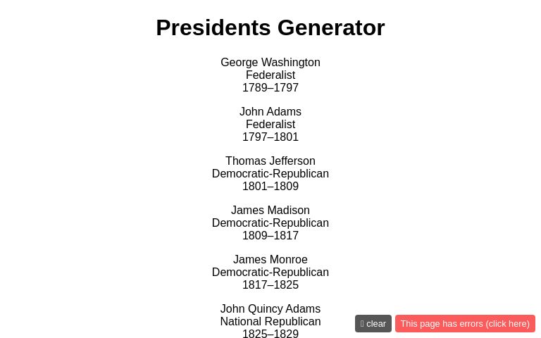 Presidents Generator