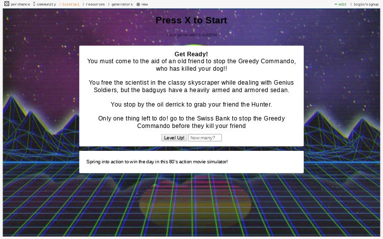 Press X to Start ― Perchance Generator