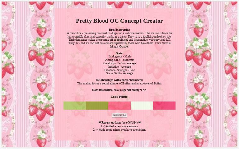 Pretty Blood OC Concept Creator ― Perchance Generator