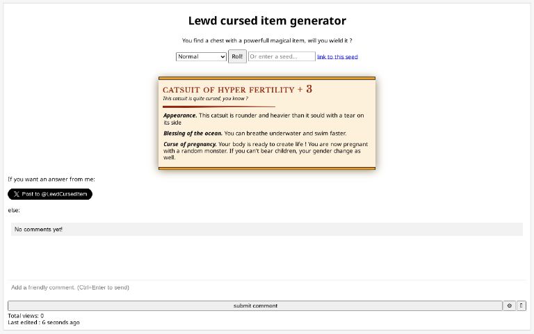 Lewd cursed item generator