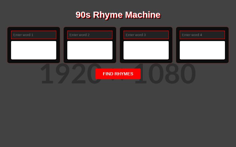 90s Rhyme Machine ― Perchance Generator