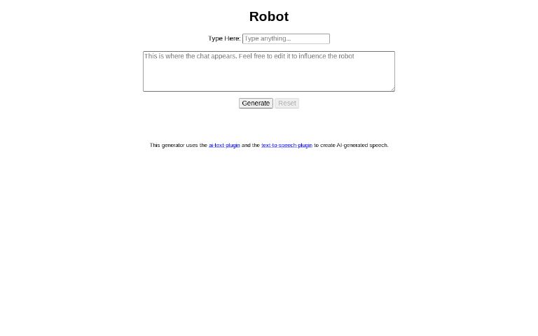 Robot ― Perchance Generator