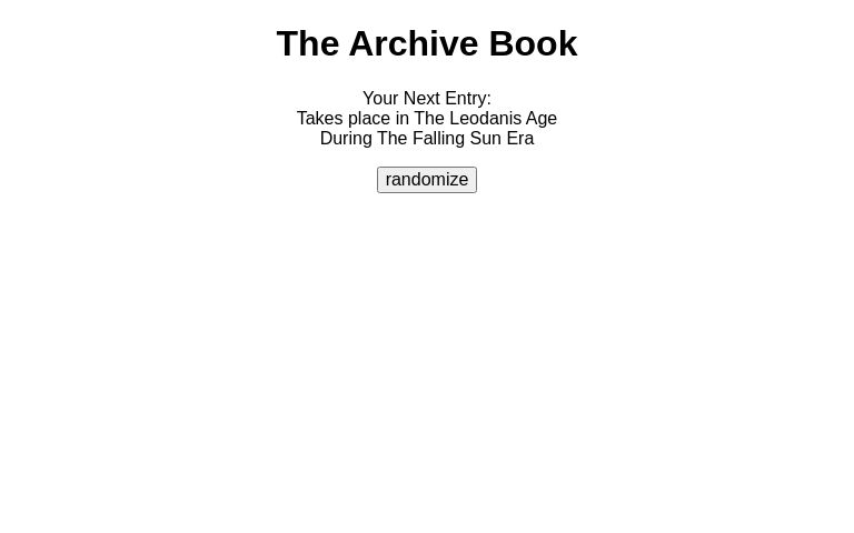 The Archive Book ― Perchance Generator