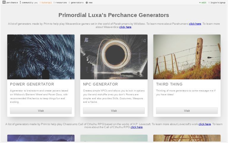 Primordial Luxa's Perchance Generators
