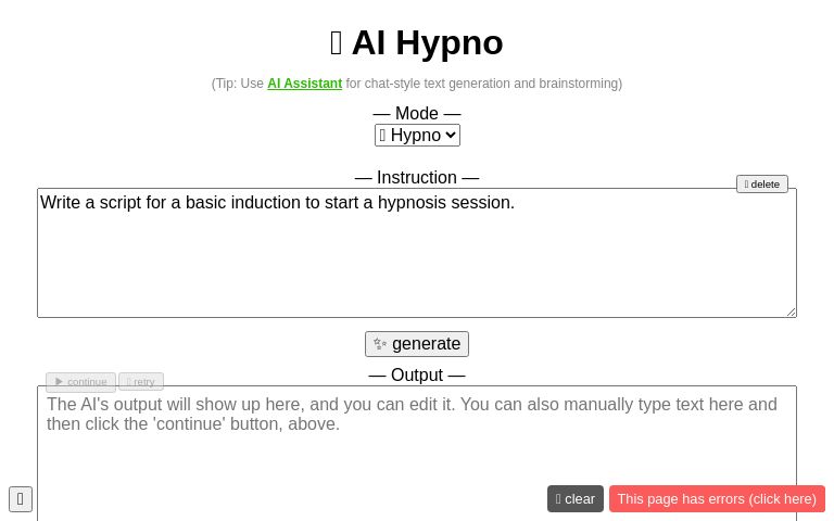 AI Hypnosis Script Generator (EXPERIMENTAL)