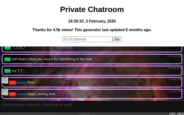 Private Chatroom ― Perchance Generator