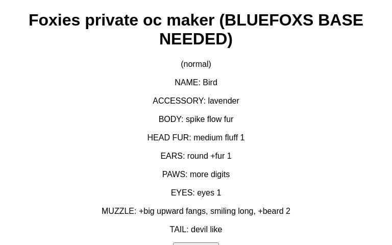 Foxies private oc maker (BLUEFOXS BASE NEEDED) ― Perchance Generator