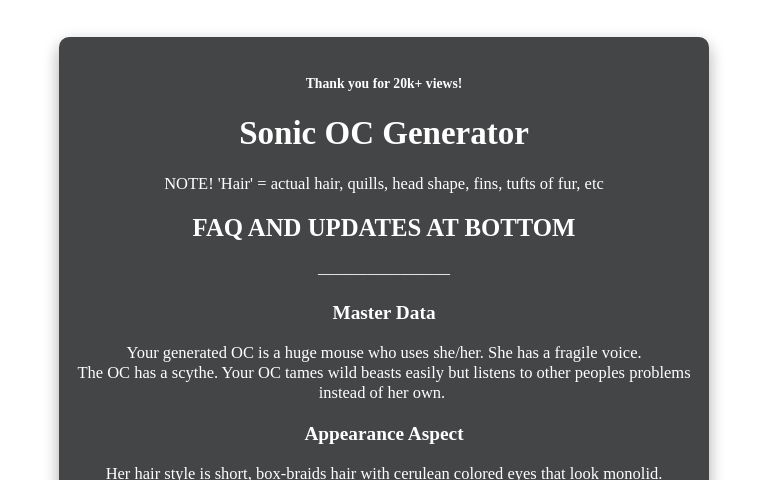 Sonic OC Generator