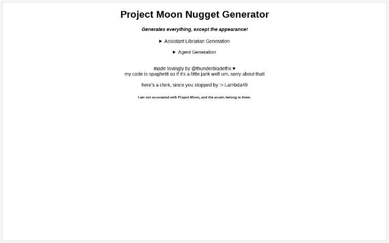Project Moon Nugget Generator