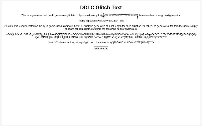 DDLC Glitch Text ― Perchance Generator