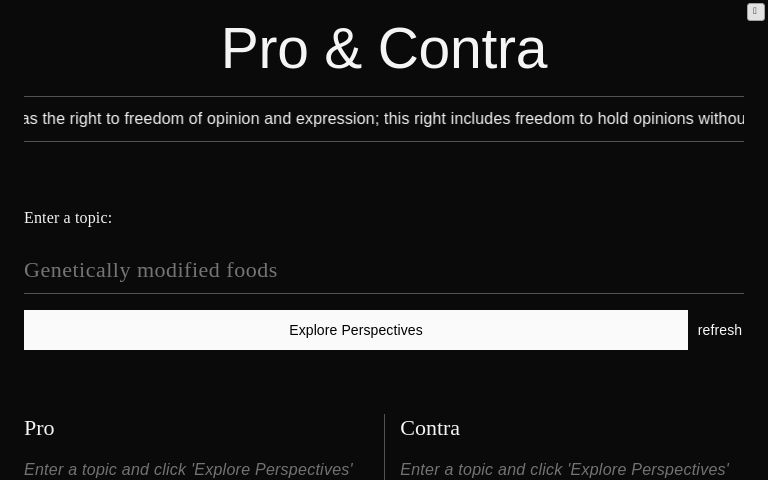 Pro & Contra ― Perchance Generator