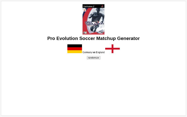 Pro Evolution Soccer Matchup Generator