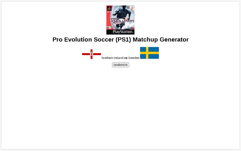 Pro Evolution Soccer (PS1) Matchup Generator