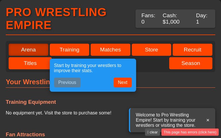PRO WRESTLING EMPIRE ― Perchance Generator