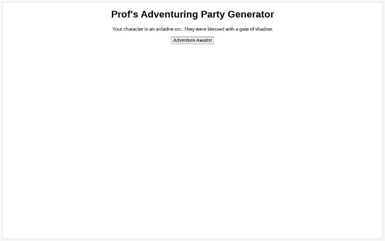 Prof's Adventuring Party Generator