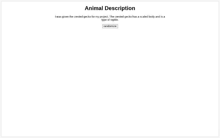 Animal Description ― Perchance Generator