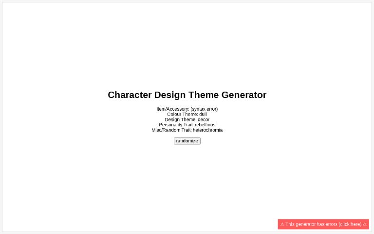 Character Design Theme Generator