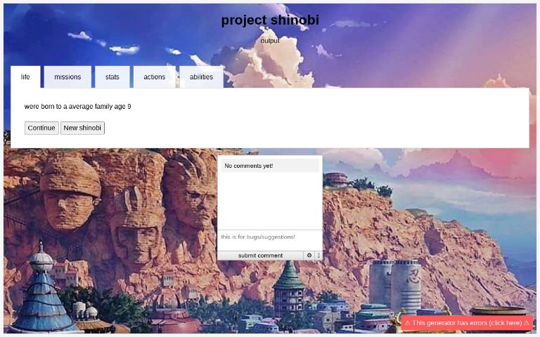 project shinobi ― Perchance Generator