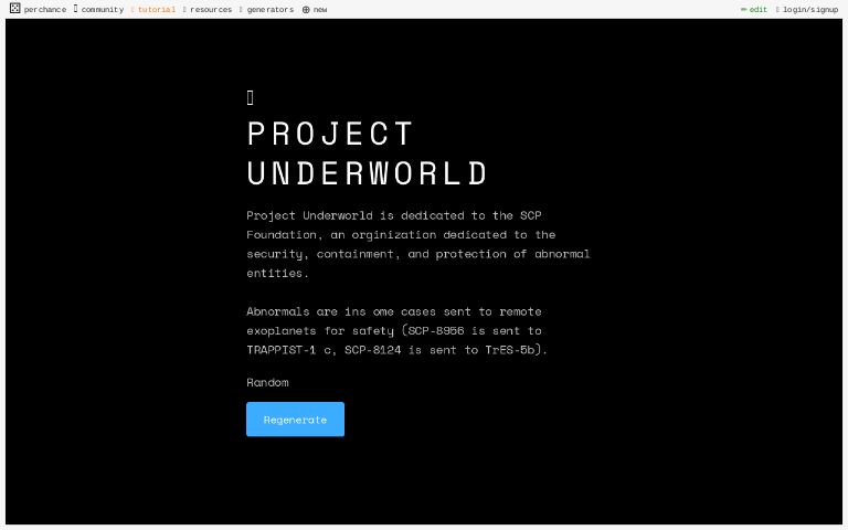 Project Underworld ― Perchance Generator