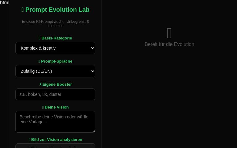 🧬 Prompt Evolution Lab 2.0 ― Perchance Generator