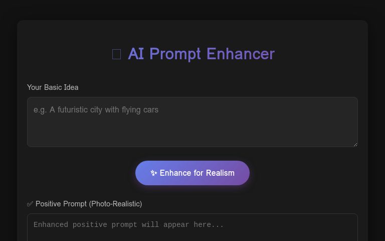 📸 AI Prompt Enhancer ― Perchance Generator