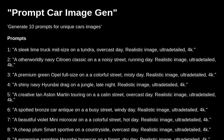 "Prompt Car Image Gen"
